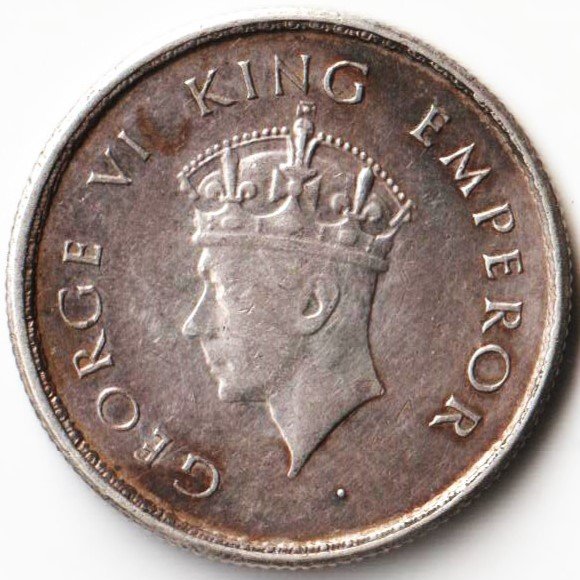 Half Rupee 1938 Silver Coin of King George VI British India Coinage Extremely Fine Grade ...