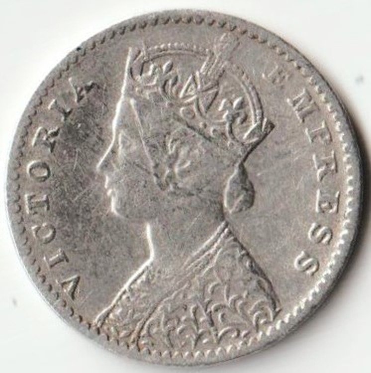 Rare Two Anna 1901 Victoria Empress British India Small Silver ...